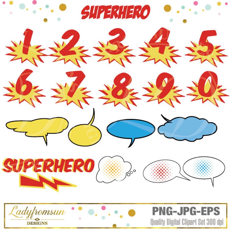 SuperHero Clip Art Action WordsComic Sound EffectsSuper | Etsy