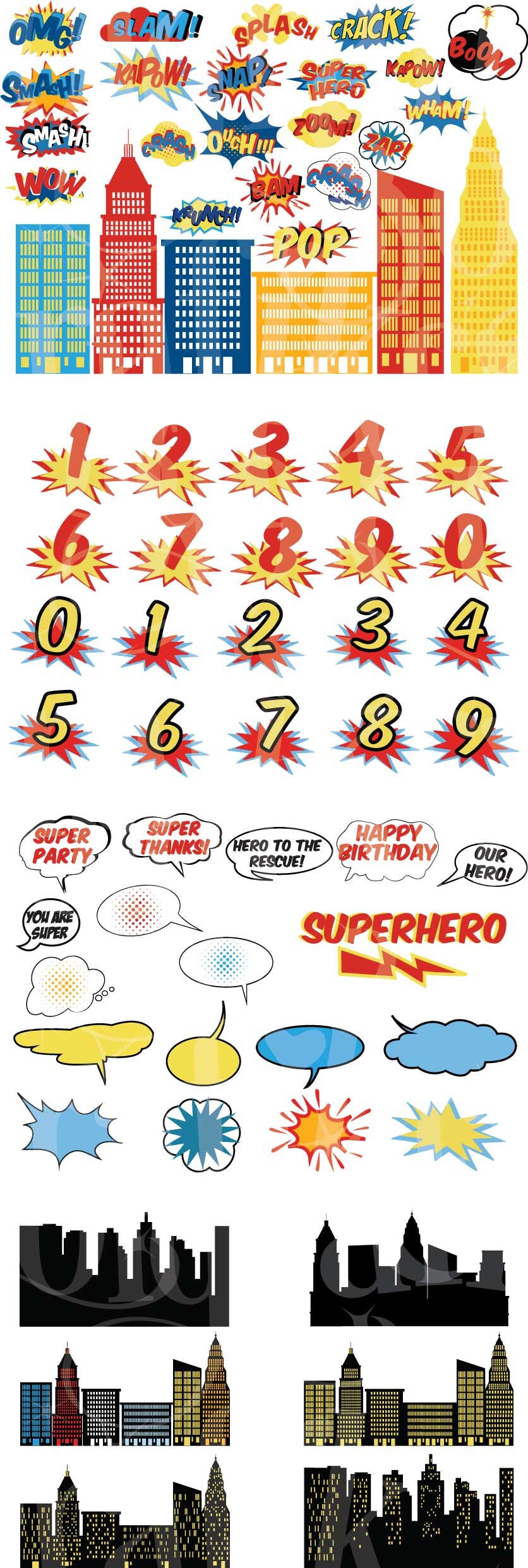 Superhero Clip Art , Action Words,comic Sound Effects,super Hero ...