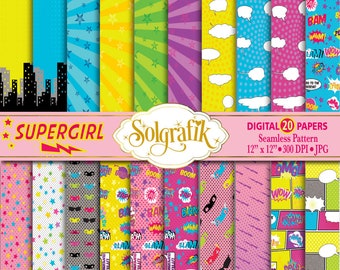 Superhero Digital Paper Pack Comic Book Pages,action Words,comic Sound ...