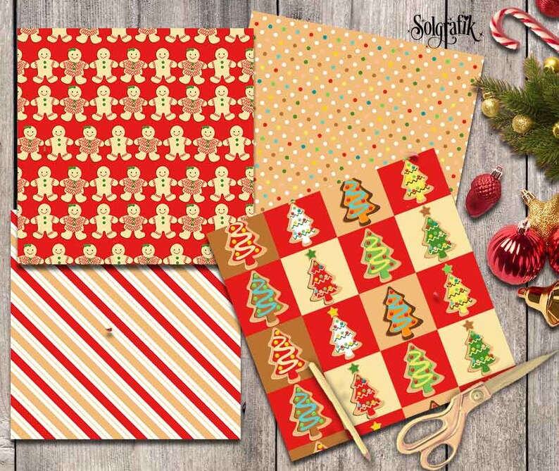 Christmas Cookies Paper Pack, Gingerbread Christmas, Background ...