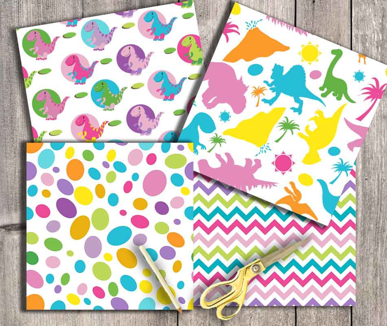 Dinosaurs for Girls,digital Paper Pack, Dinosaur Background, Girl ...
