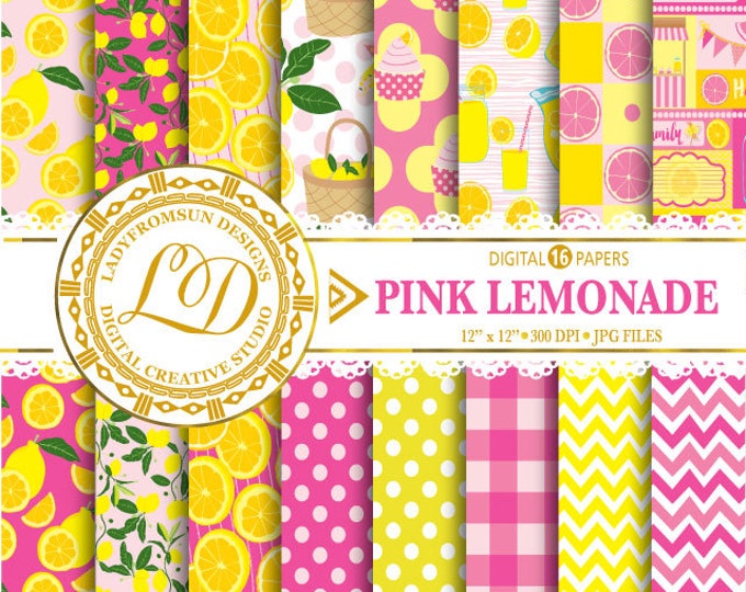 Pink Lemonade Paper Pack Picnic Paper Chevron Polka Dots | Etsy