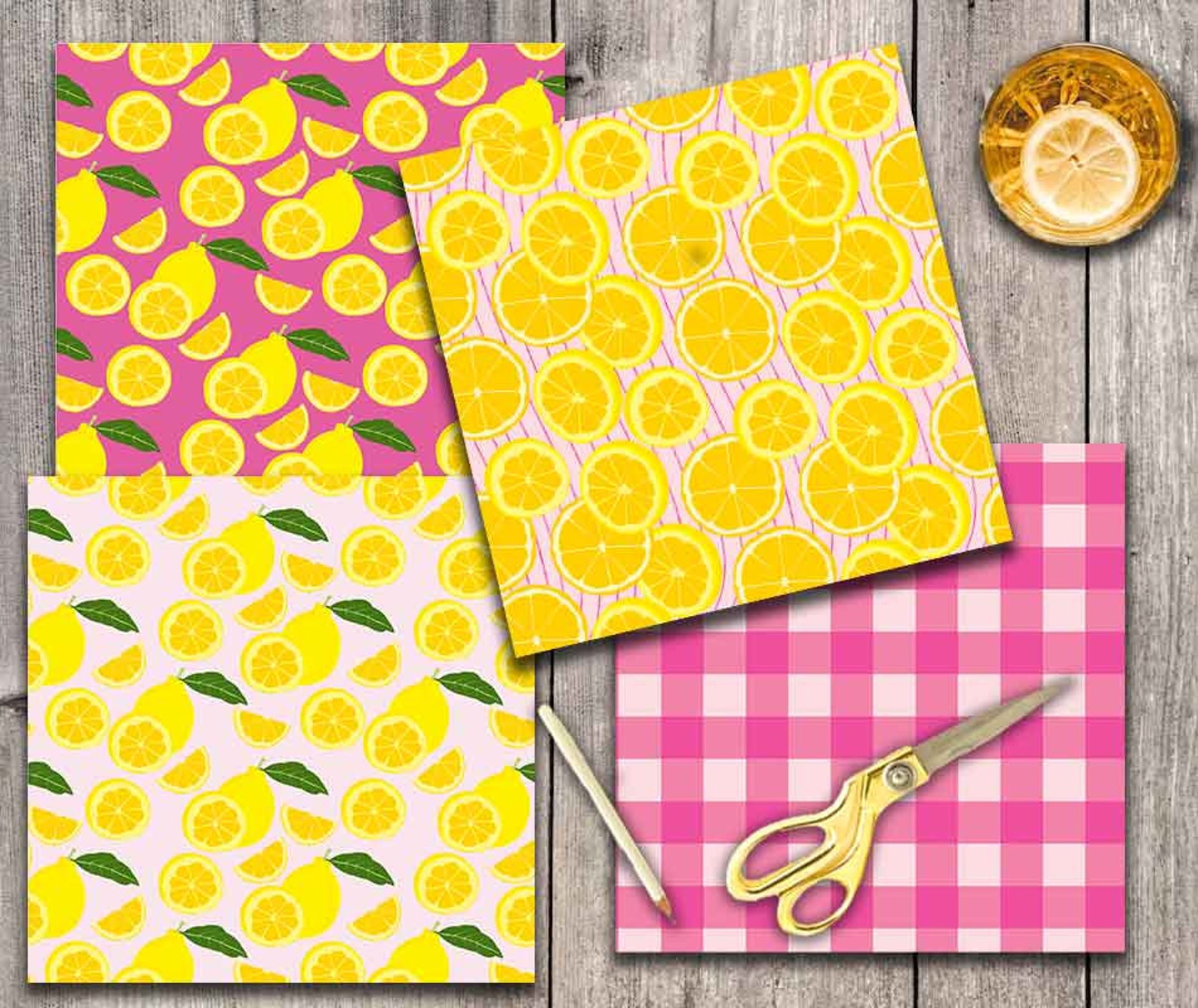Pink Lemonade Paper Pack, Picnic Paper, Chevron, Polka Dots, Stripes ...