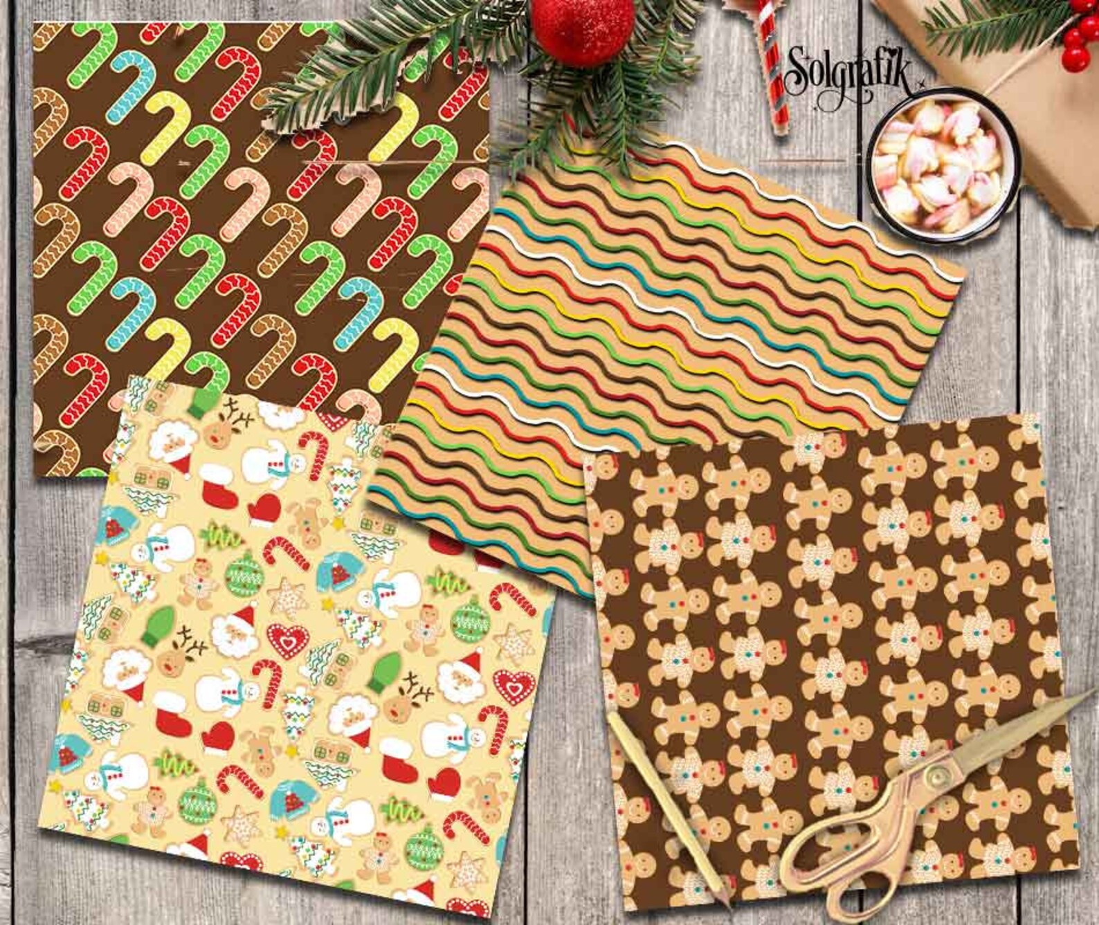 Christmas Cookies Paper Pack, Gingerbread Christmas, Background ...