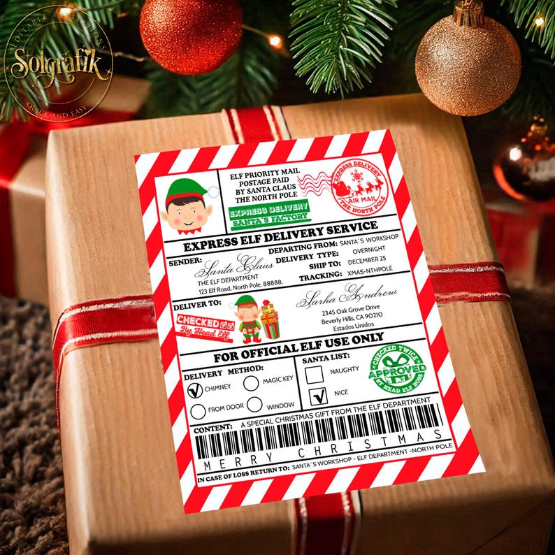 Editable Elf & Santa Claus Shipping Labels | Printable Christmas North ...