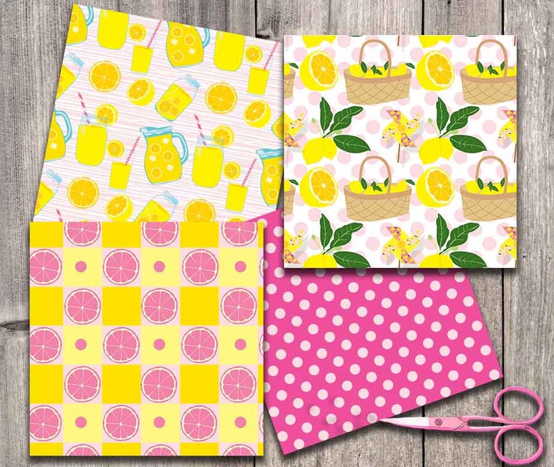 Pink Lemonade Paper Pack, Picnic Paper, Chevron, Polka Dots, Stripes ...