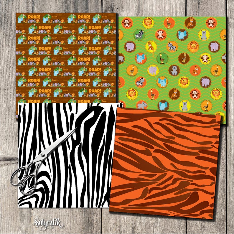 Jungle Friends Digital Papers, Safari Jungle Animal Digital ...