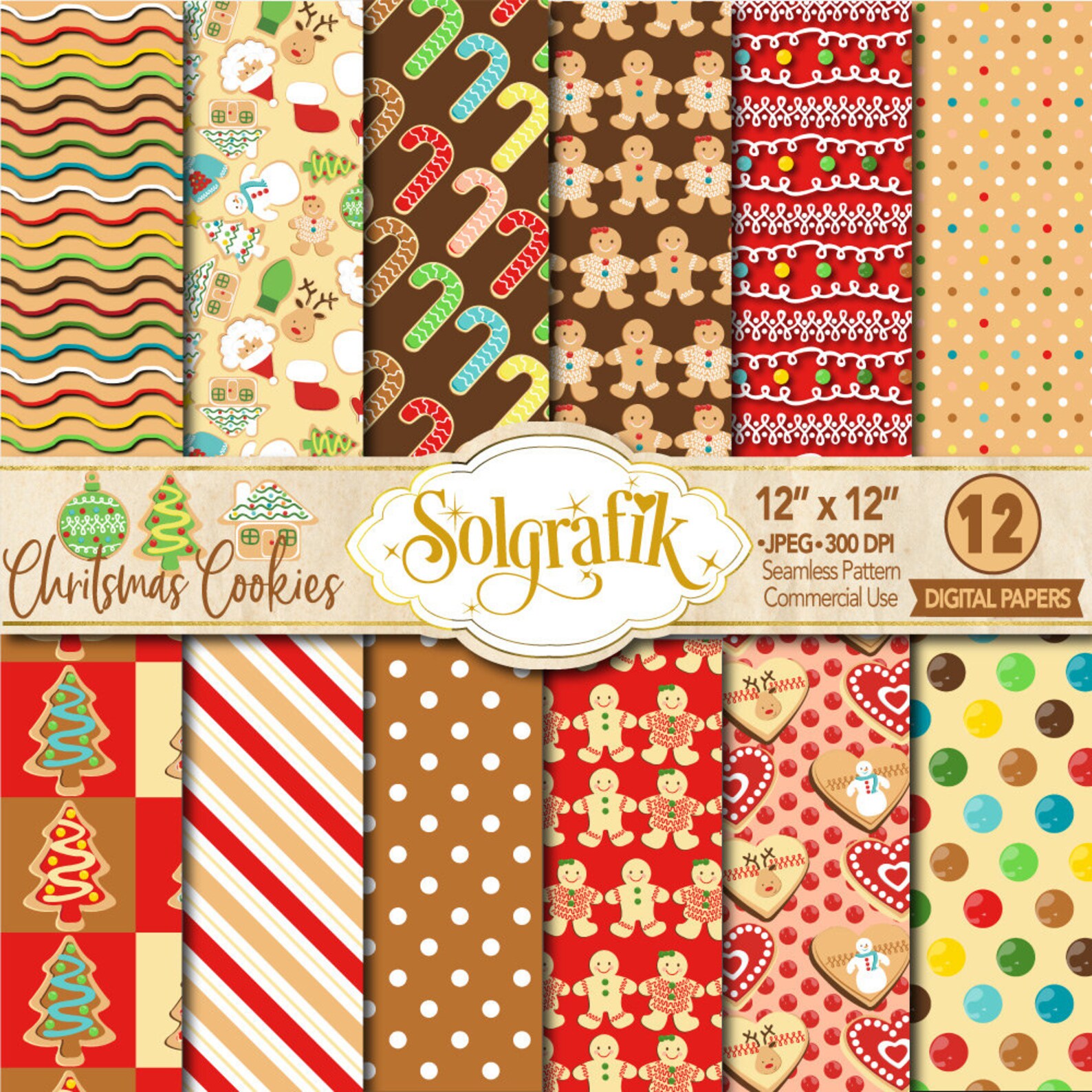 Christmas Cookies Paper Pack, Gingerbread Christmas, Background ...