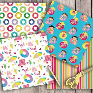 Girls Pool Party Digital Paper Pack, Pool Party Background,summer, Pool ...