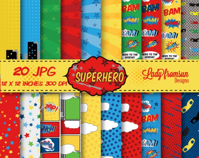 Superhero Digital Paper Pack Comic Book Pagesaction - Etsy