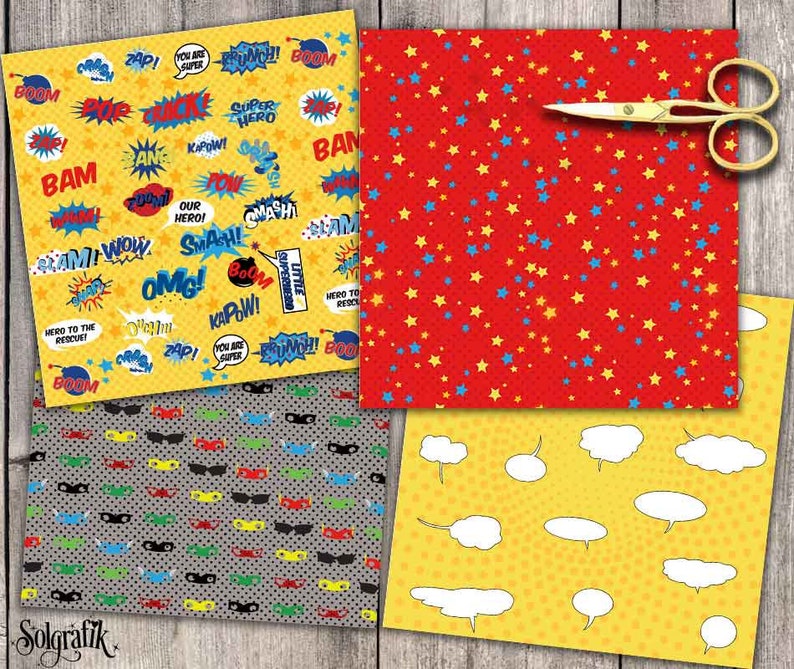 Superhero Digital Paper Pack Comic Book Pagesaction - Etsy