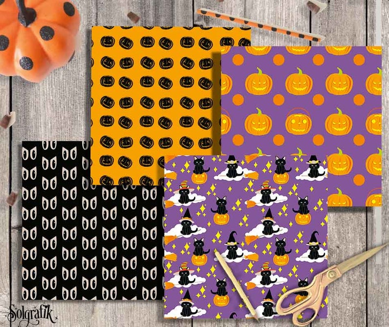 Halloween Digital Paper Pack, Witches, Pumpkin, Ghost, Halloween Paper ...