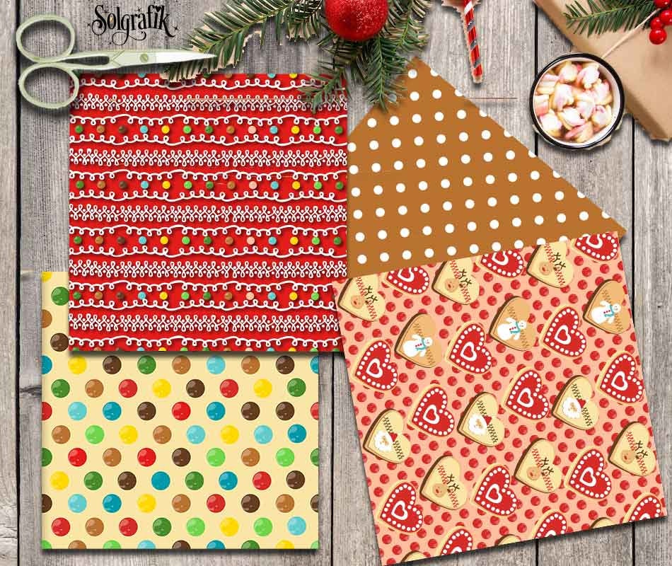 Christmas Cookies Paper Pack, Gingerbread Christmas, Background ...