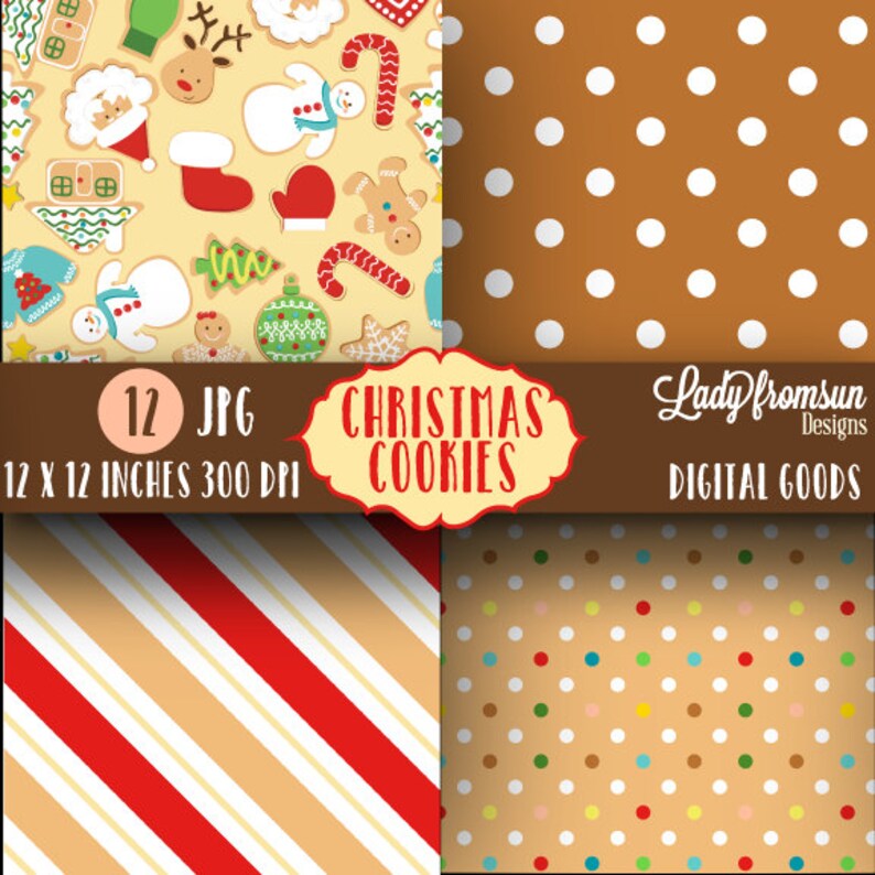 Christmas Cookies Paper Pack Gingerbread christmas | Etsy