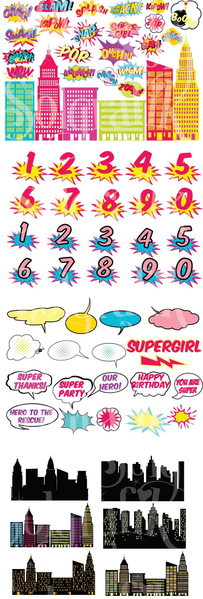 Superhero Girl , Clip Art , Action Words,comic Sound Effects,superhero ...