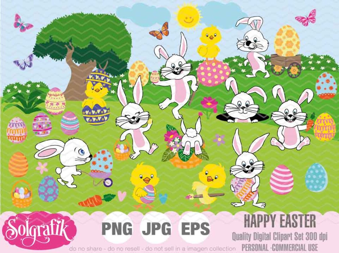 Happy Easter Clipart, Easter Clip Art, Easter Bunny . Chicks Clipart ...
