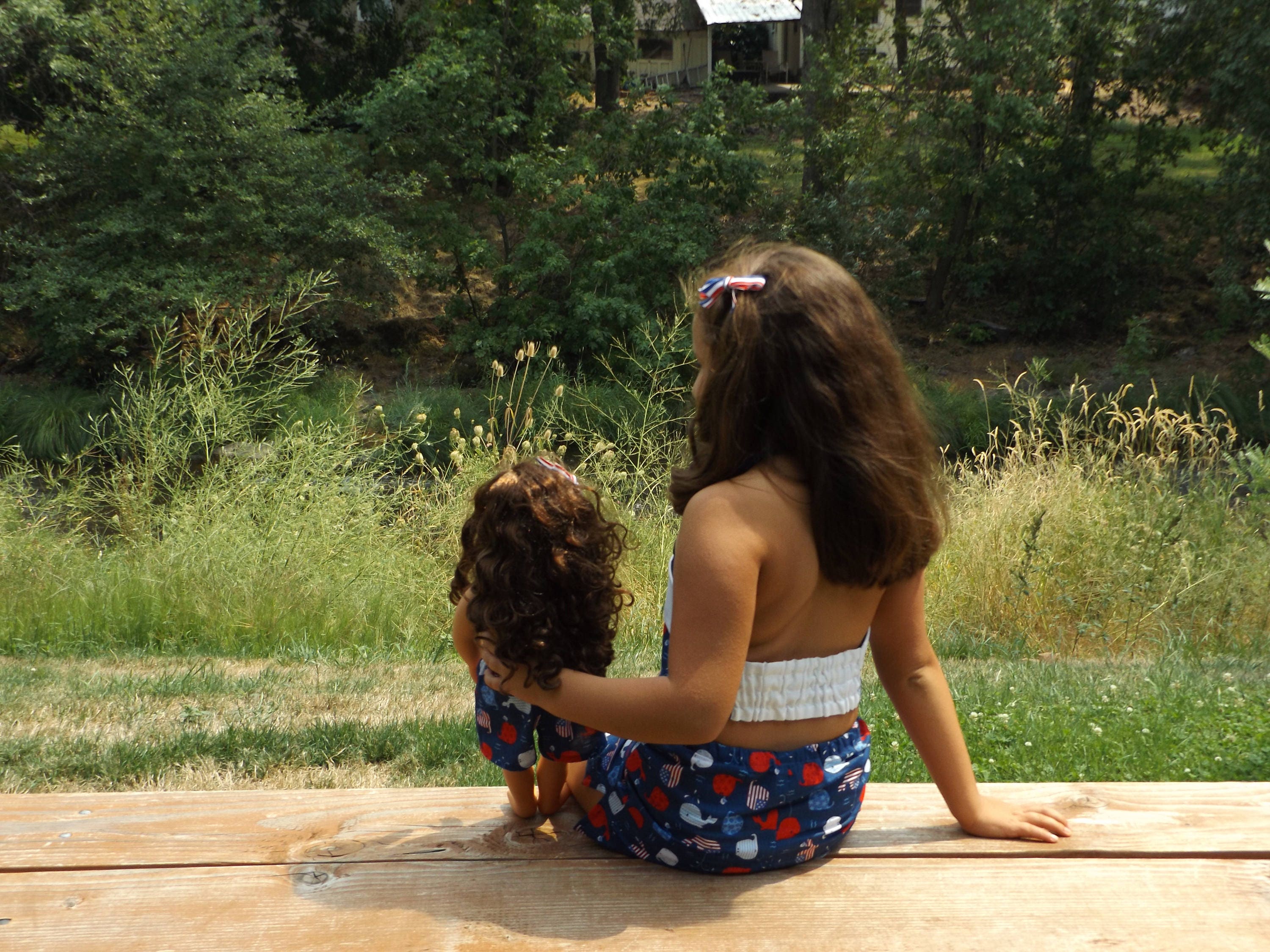 1940's Style / Nautical Little Girl Sun Suit / Sun Hat, and Doll Sun ...