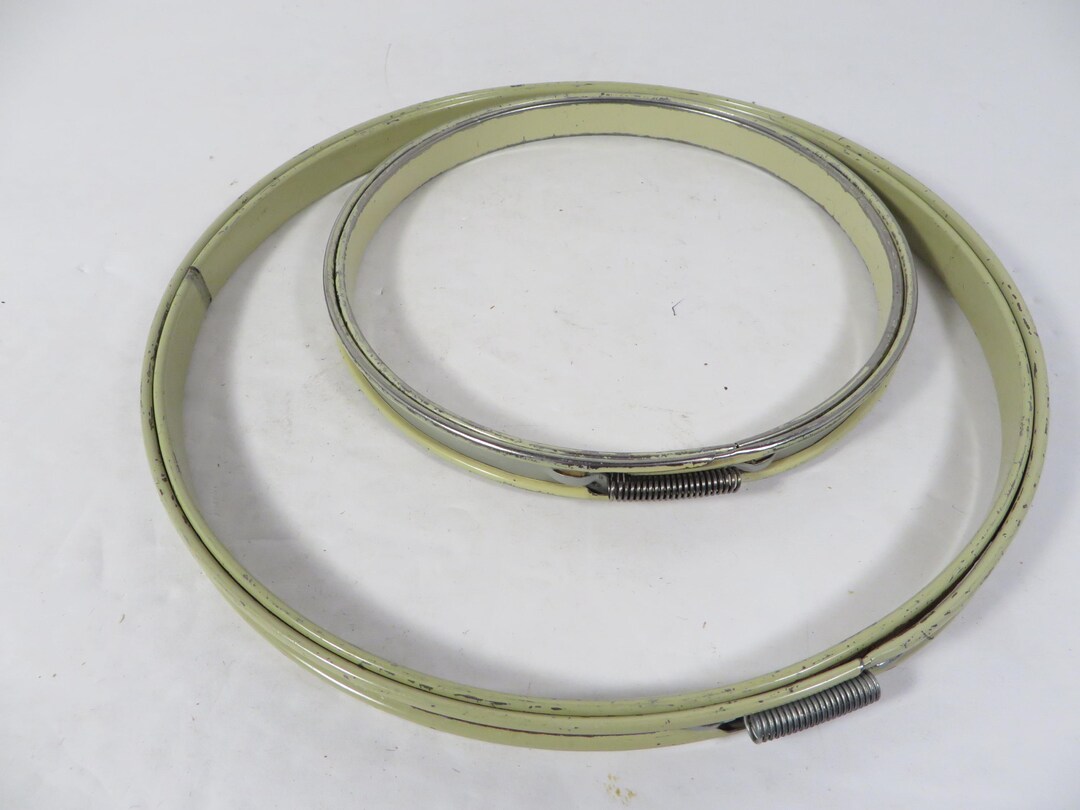 Vintage Painted Metal Embroidery Hoops - Pair of 5 and 7 Inch Sewing ...