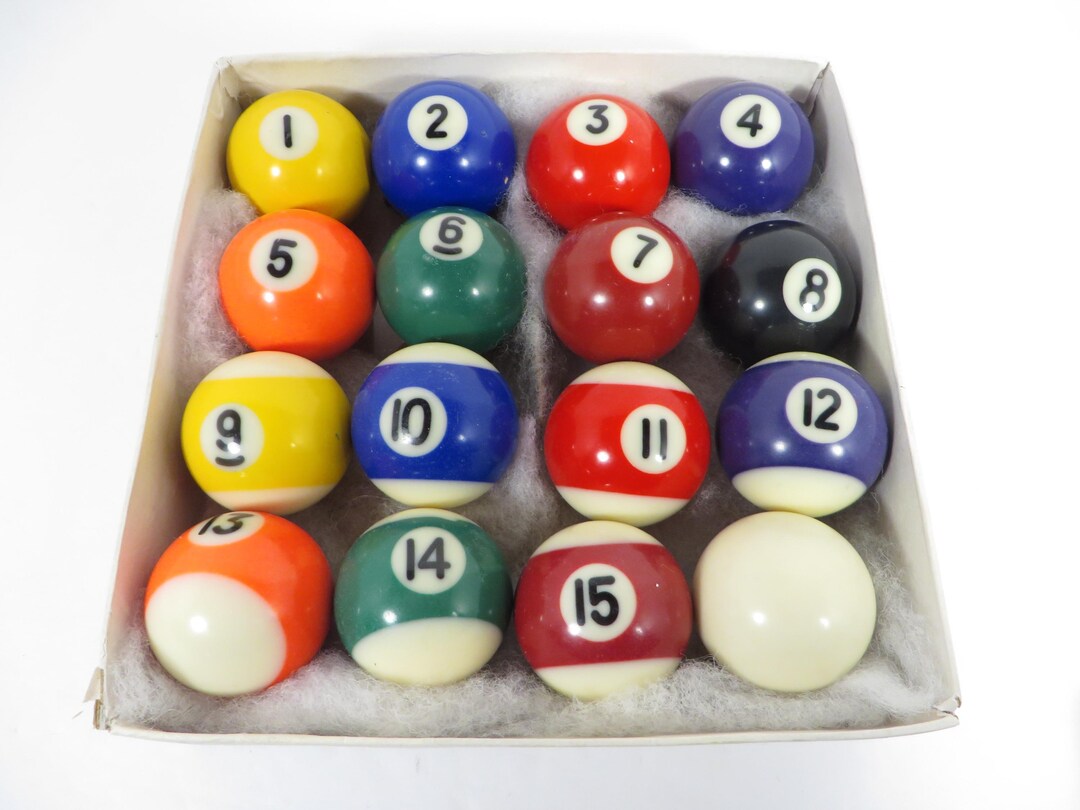 Vintage Set of 16 Miniature Pool Billiard Balls - 16 Small Pool Balls ...