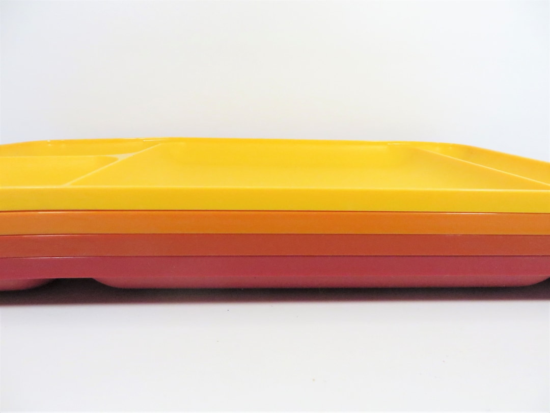 Vintage Set of 4 Tupperware Stacking TV Dinner Trays Tupperware Trays ...