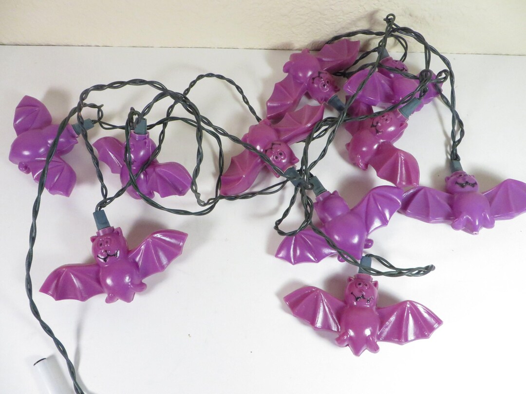 Vintage Purple Bat Halloween String Lights - Halloween Purple Bat Fairy ...