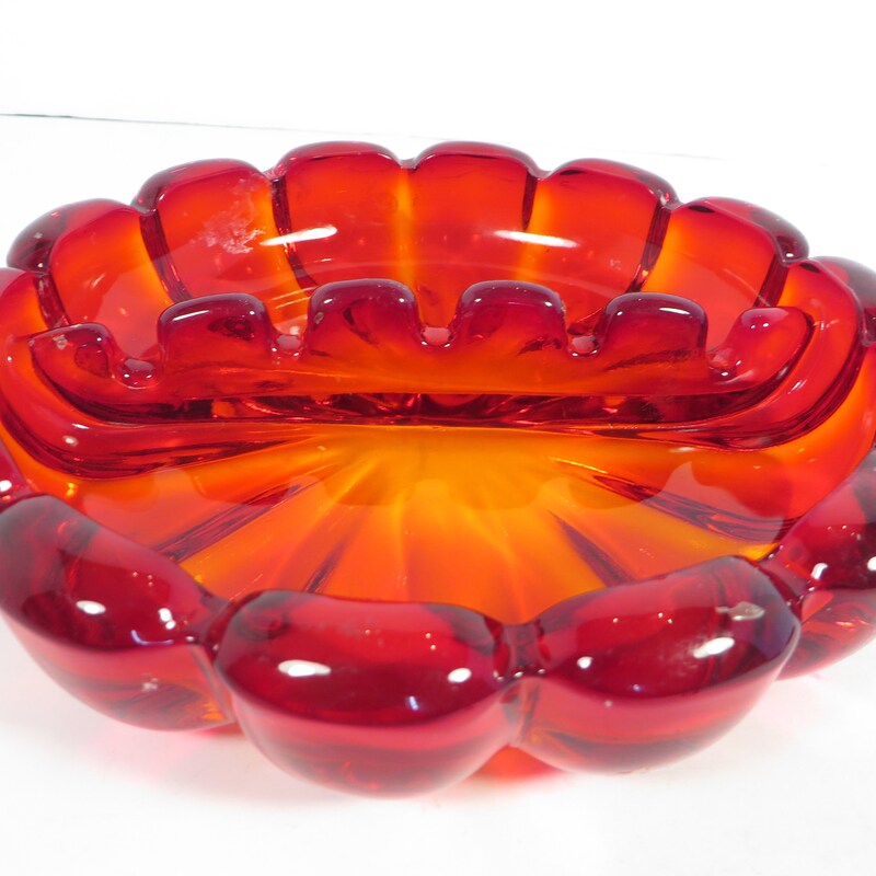 Red Glass Ashtray - Etsy