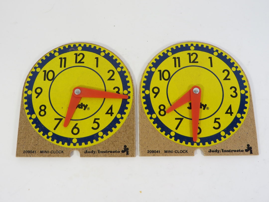 Vintage Original Judy Mini Clocks Teaching Clocks Pair of Judy Teaching ...