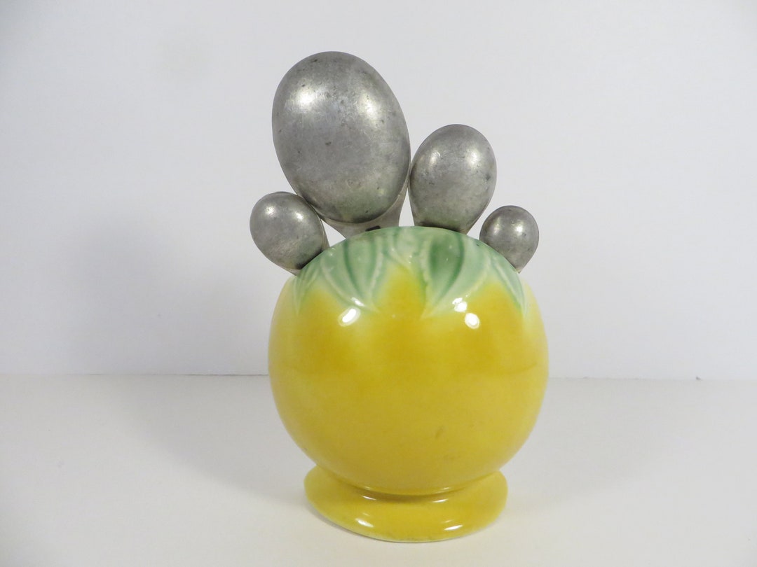 Vintage Ceramic Yellow Splatter Chicken Measuring Spoon Holder - Etsy