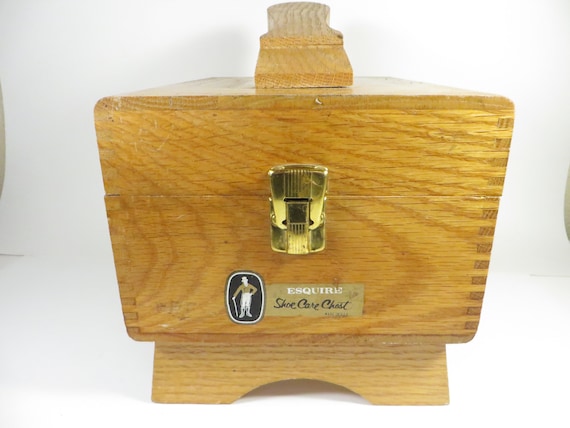 Vintage Esquire Shoe Shine Oak Box Vintage Esquire Shoe Care Etsy