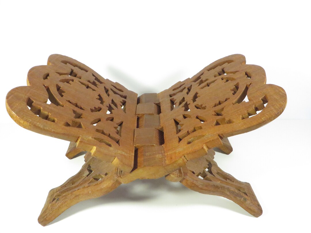 Vintage Carved Wood Book Stand Rack - Etsy