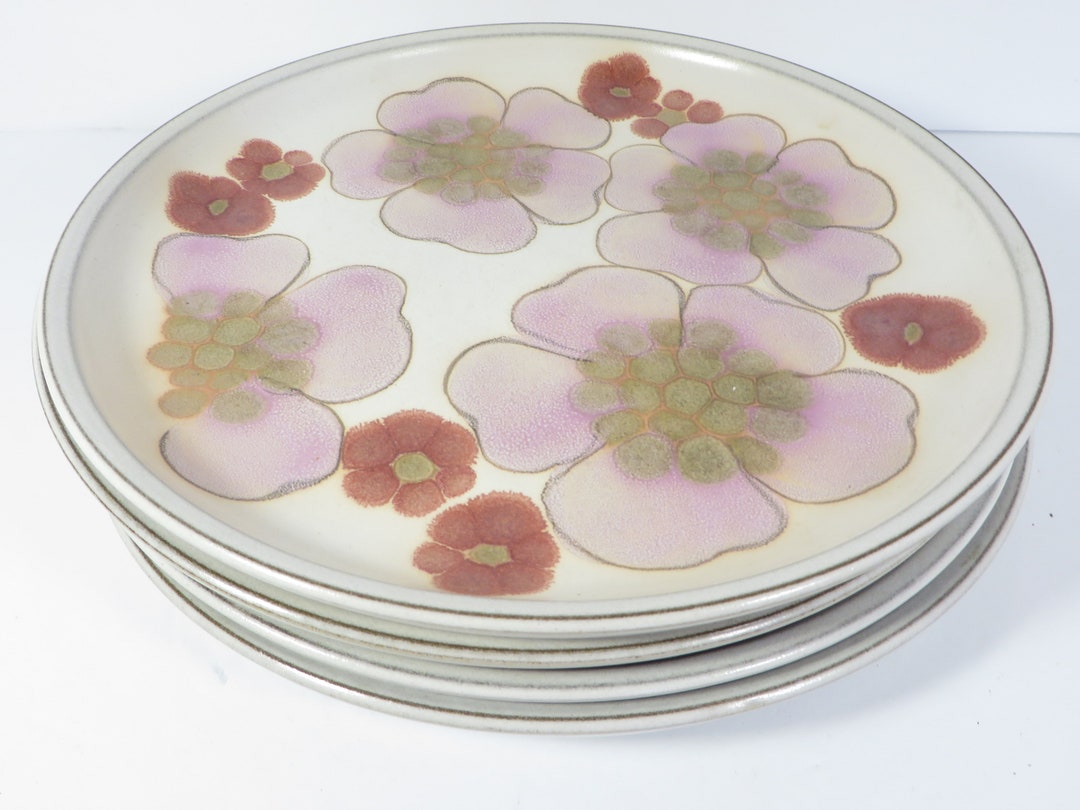 Vintage Denby Gypsy Dinner Plates Set of 4 Denby Gyspy Pink Flower ...