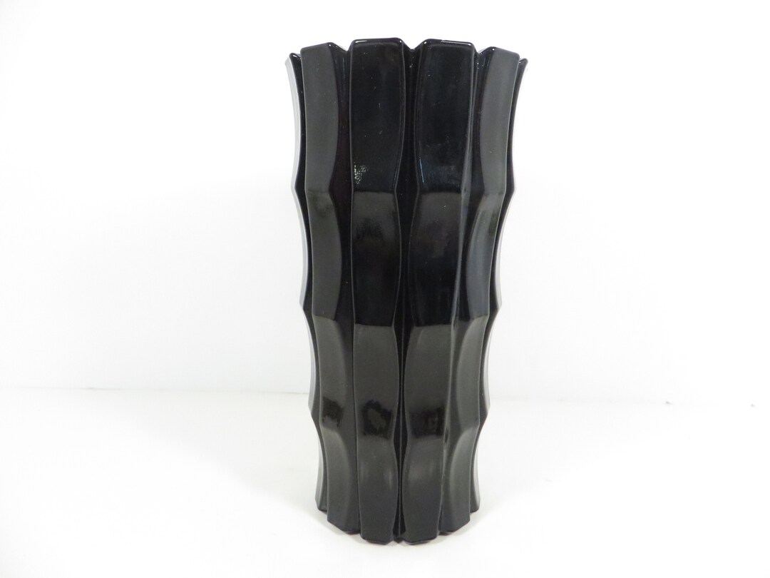 Vintage Tiara Exclusive Black Glass Suzanne Vase - Etsy