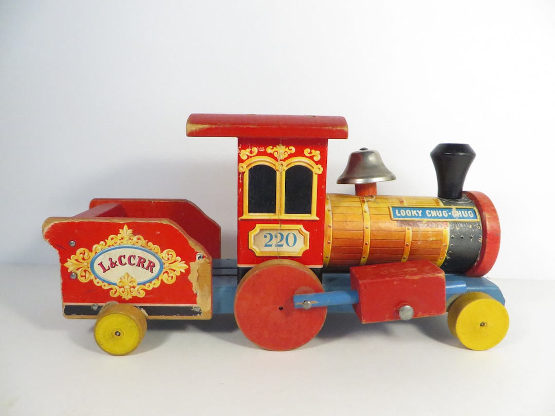 Vintage Fisher Price Looky Chug Chug Wood Train Toy - Etsy