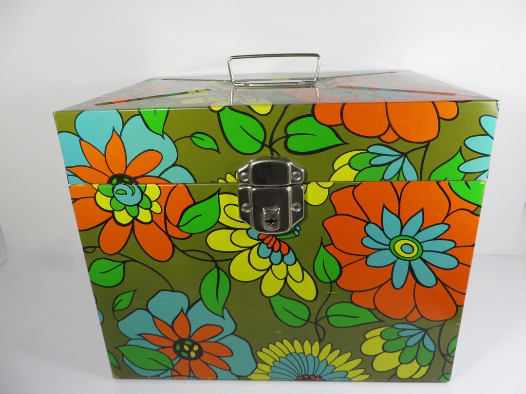 Mod Flower Power File Box - 1970s Ballonoff Avocado Green, Orange ...