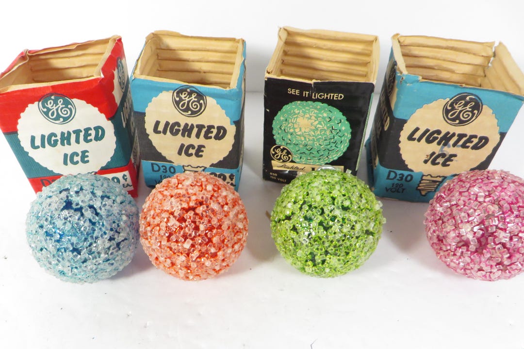Mid Century Christmas Lighted Ice Tree Bulbs - C7 Lighted Ice Christmas ...