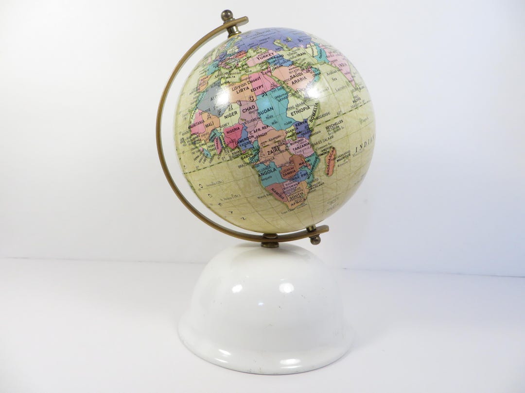 Vintage Metal World Globe Coin Bank - Vintage Globe Bank Made by Seo ...