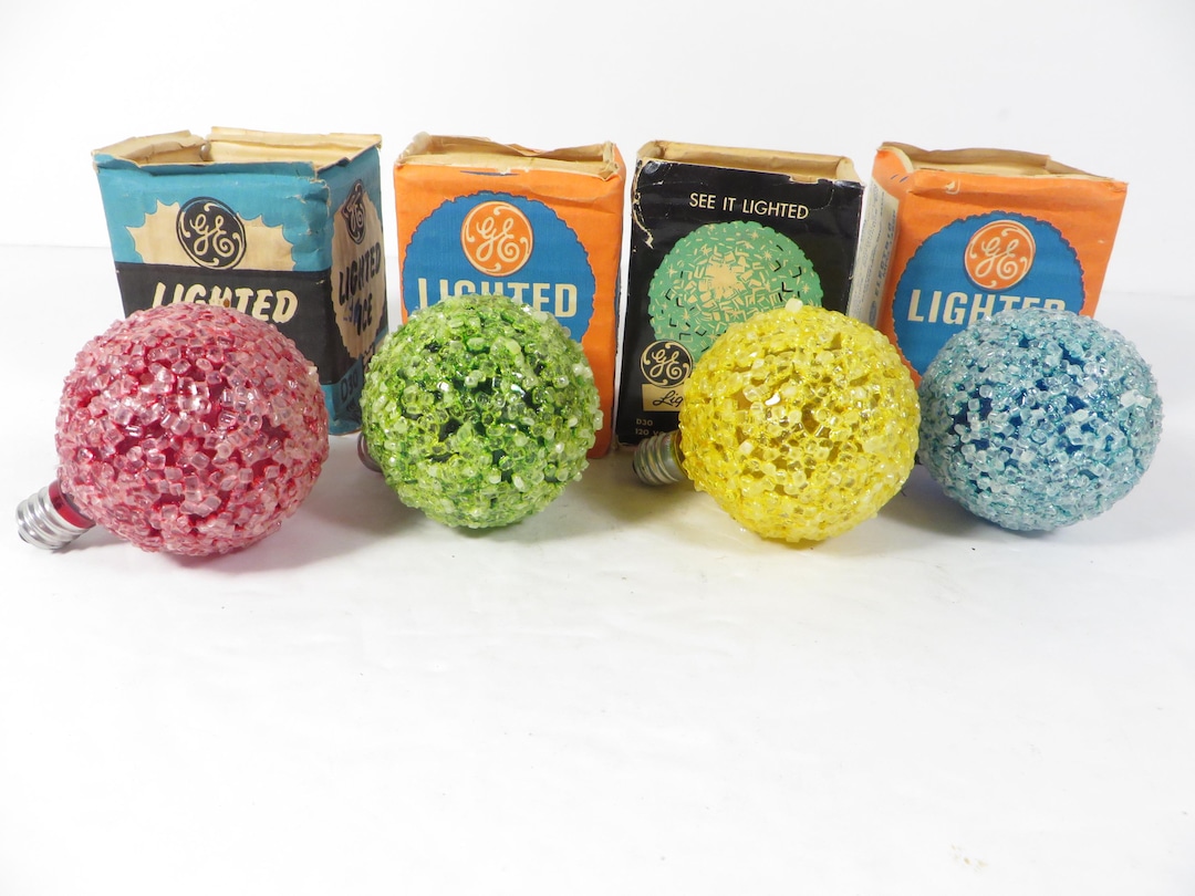 Mid Century Christmas Lighted Ice Tree Bulbs - C7 Lighted Ice Christmas ...