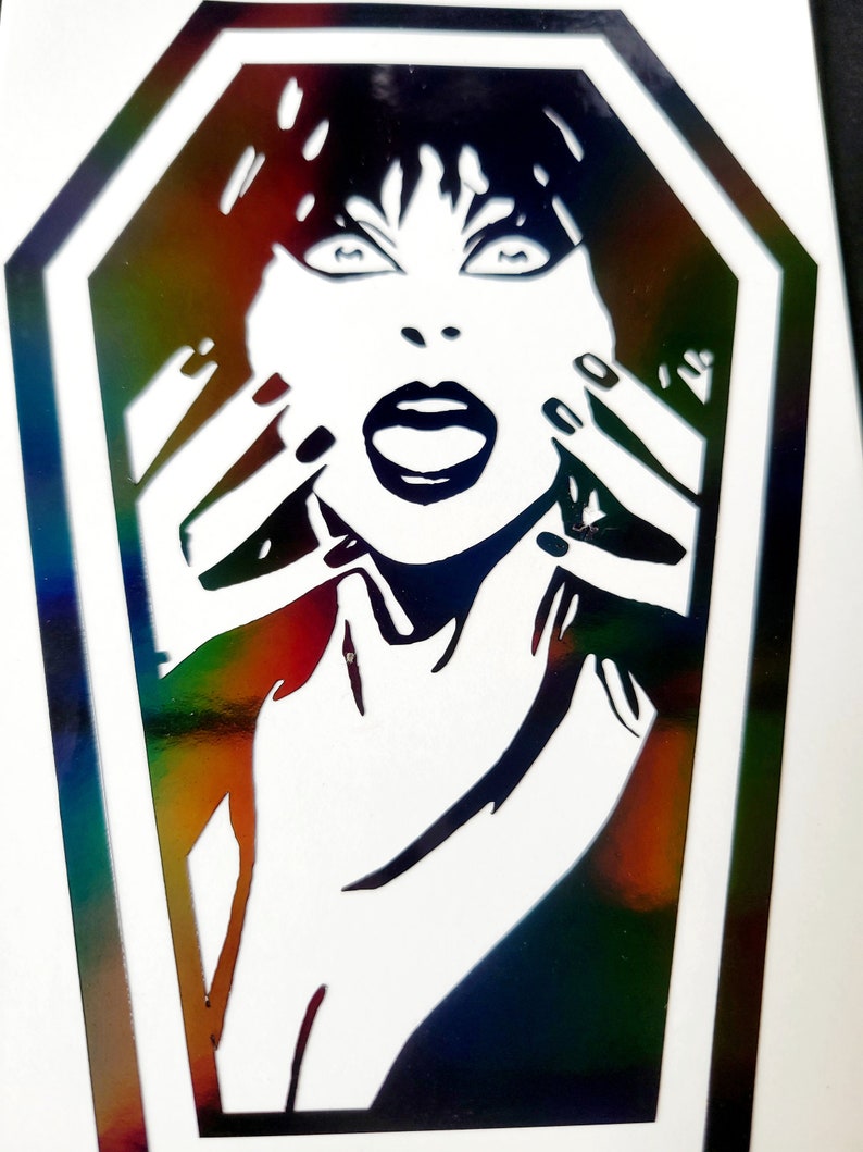 VINYL DECAL Coffin Mistress of the Dark Holographic Waterproof Decal ...