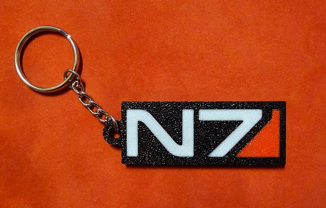 N7 Mass Effect Keychain 3D Printed// Unique Item N7 Logotype // White ...