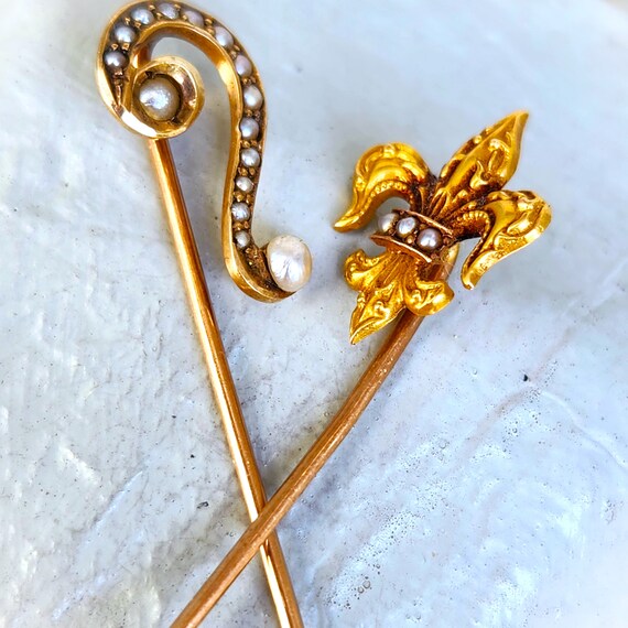 Victorian Stick Pins! Question Mark Fleur de Lis! Buy… - Gem