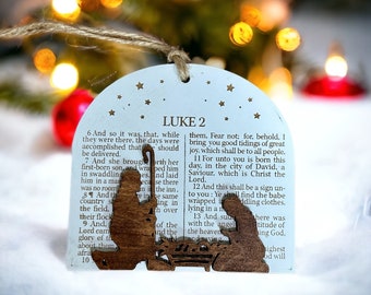 Nativity Cross Scripture Christmas Ornament Religious Luke 2:11 - Etsy