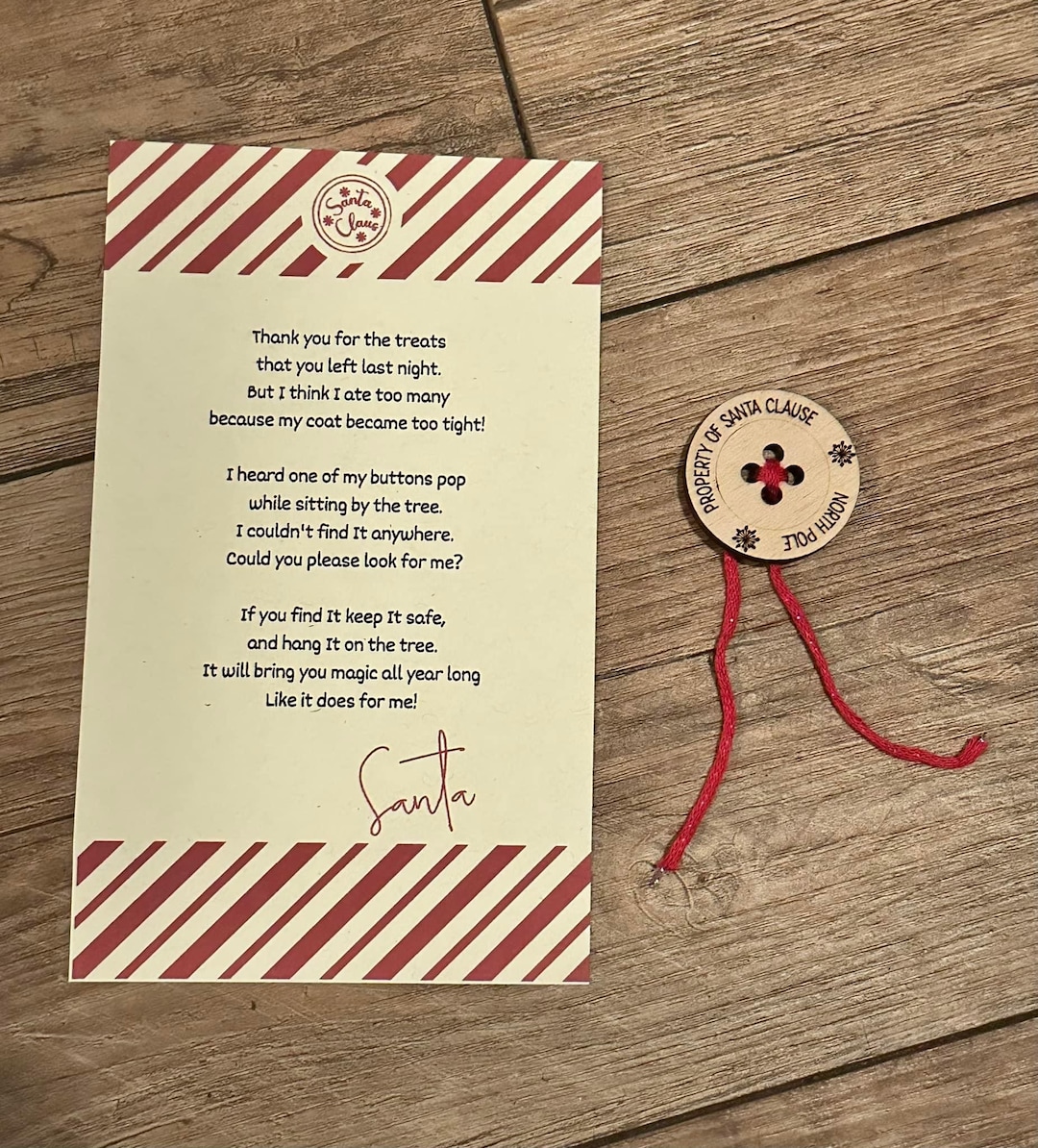 Santas Lost Button and Letter - Etsy