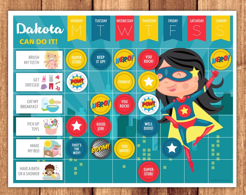 Chore Chart or Reward Chart Superhero Theme Printable | Etsy España