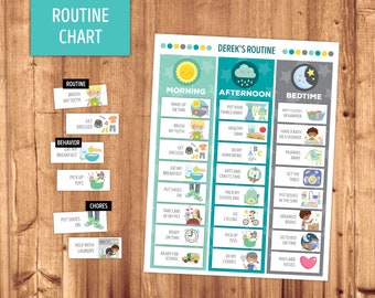Daily Routine Printable Chart & Cards | Etsy