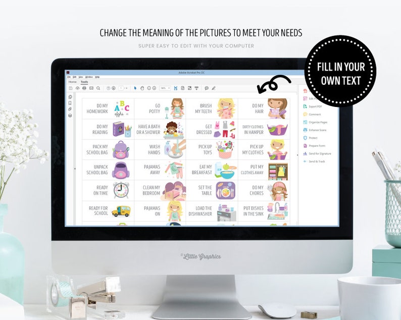 Daily Routine Printable Chart & Cards · Girl Pictures - Etsy