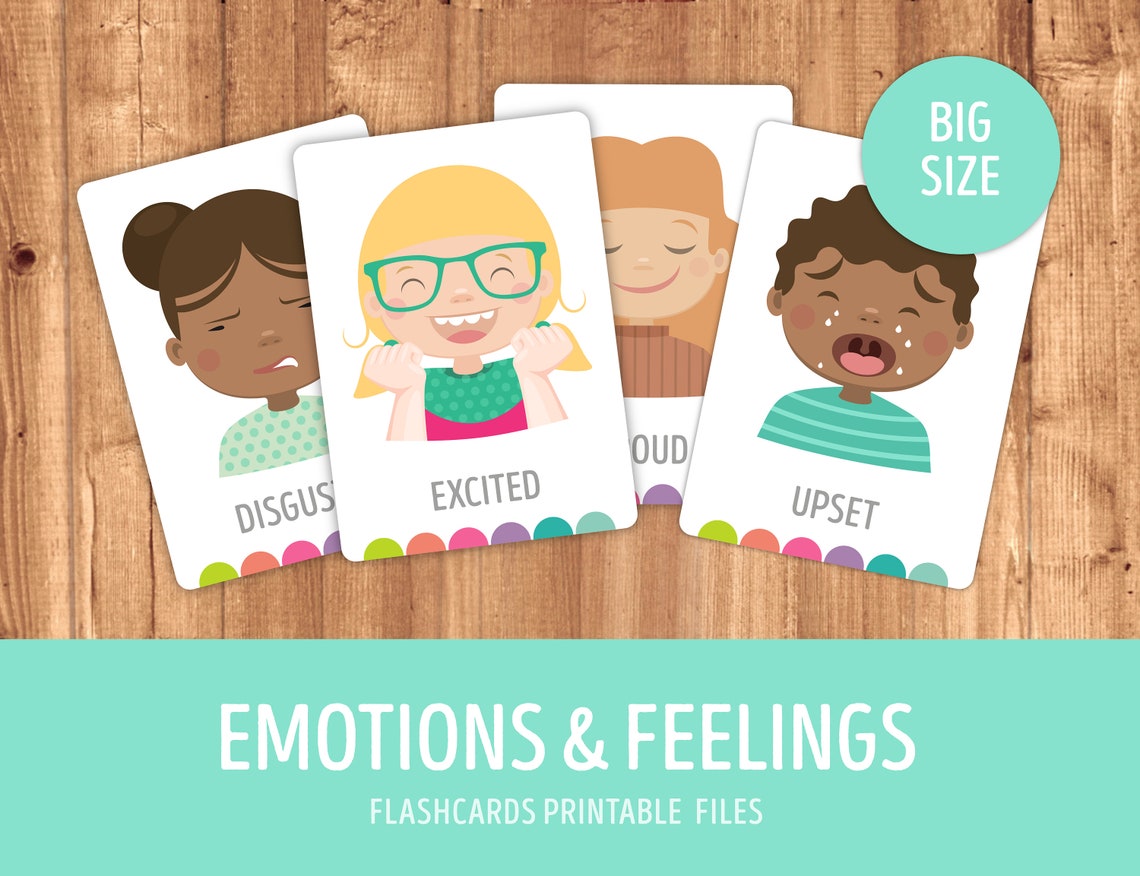 Printable Emotions and Expressions Faces Flashcards / How Do - Etsy