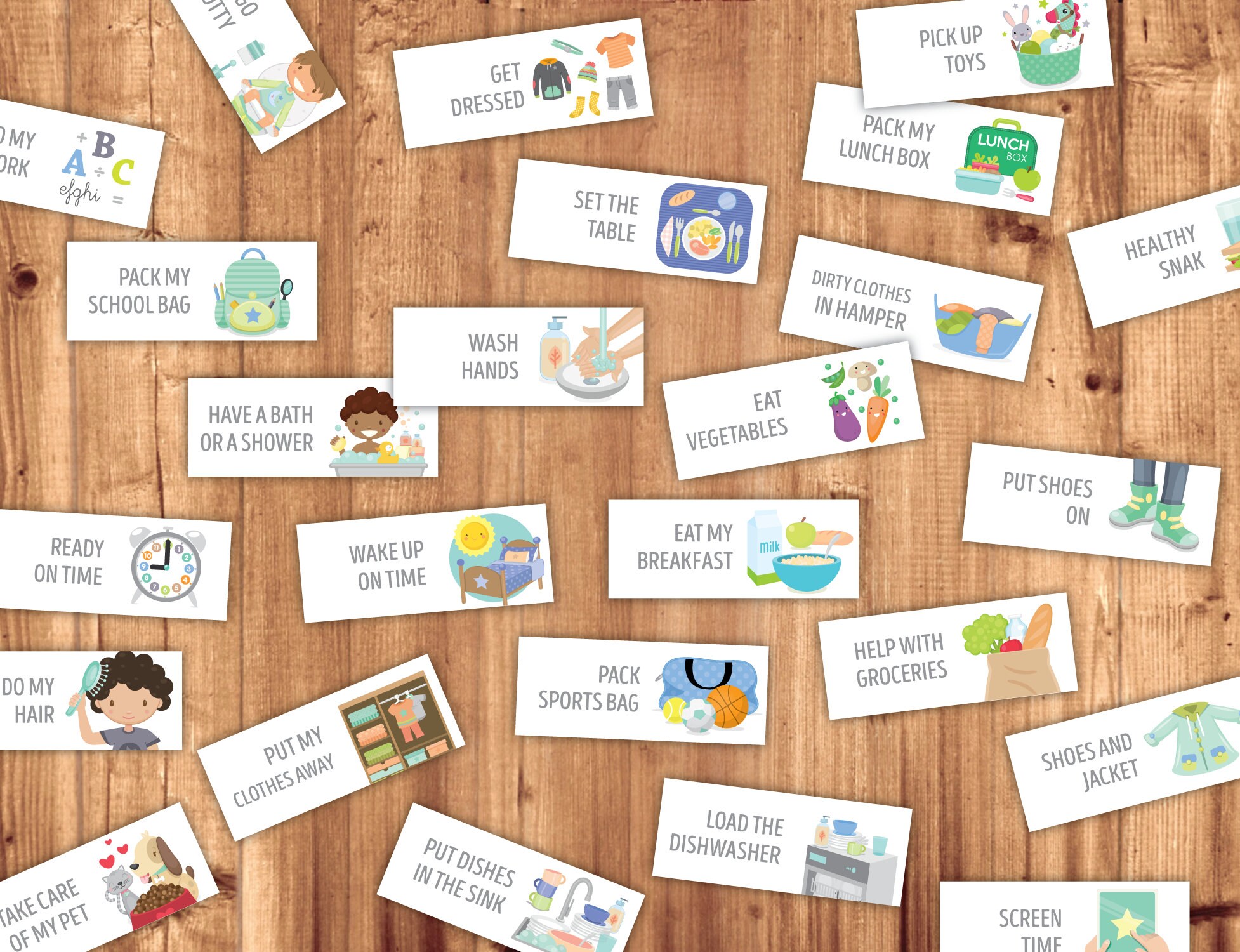 Boy Chore Cards Routine Cards Behavior Cards | Etsy