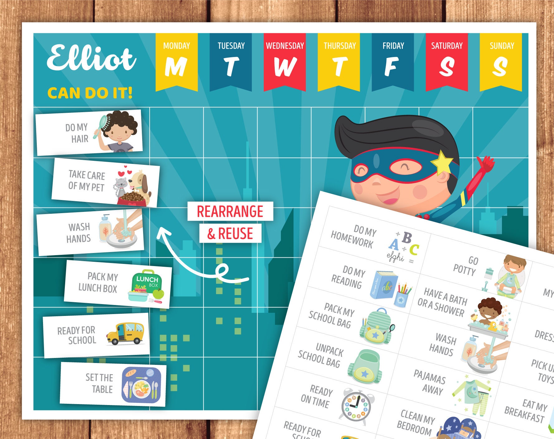 Chore Chart, Reward Chart or Routine Chart + Chores, Behavior & Routine ...