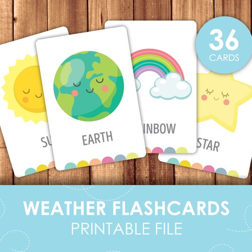 Weather Flashcards / Lenguage Flash Cards / Vocabulary Cards | Etsy