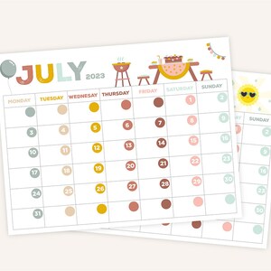 Printable Calendar for Kids. Perpetual Calendar. Endless Calendar ...